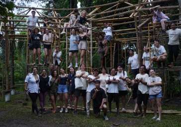 Architecture students designing with bio-materials in Bali