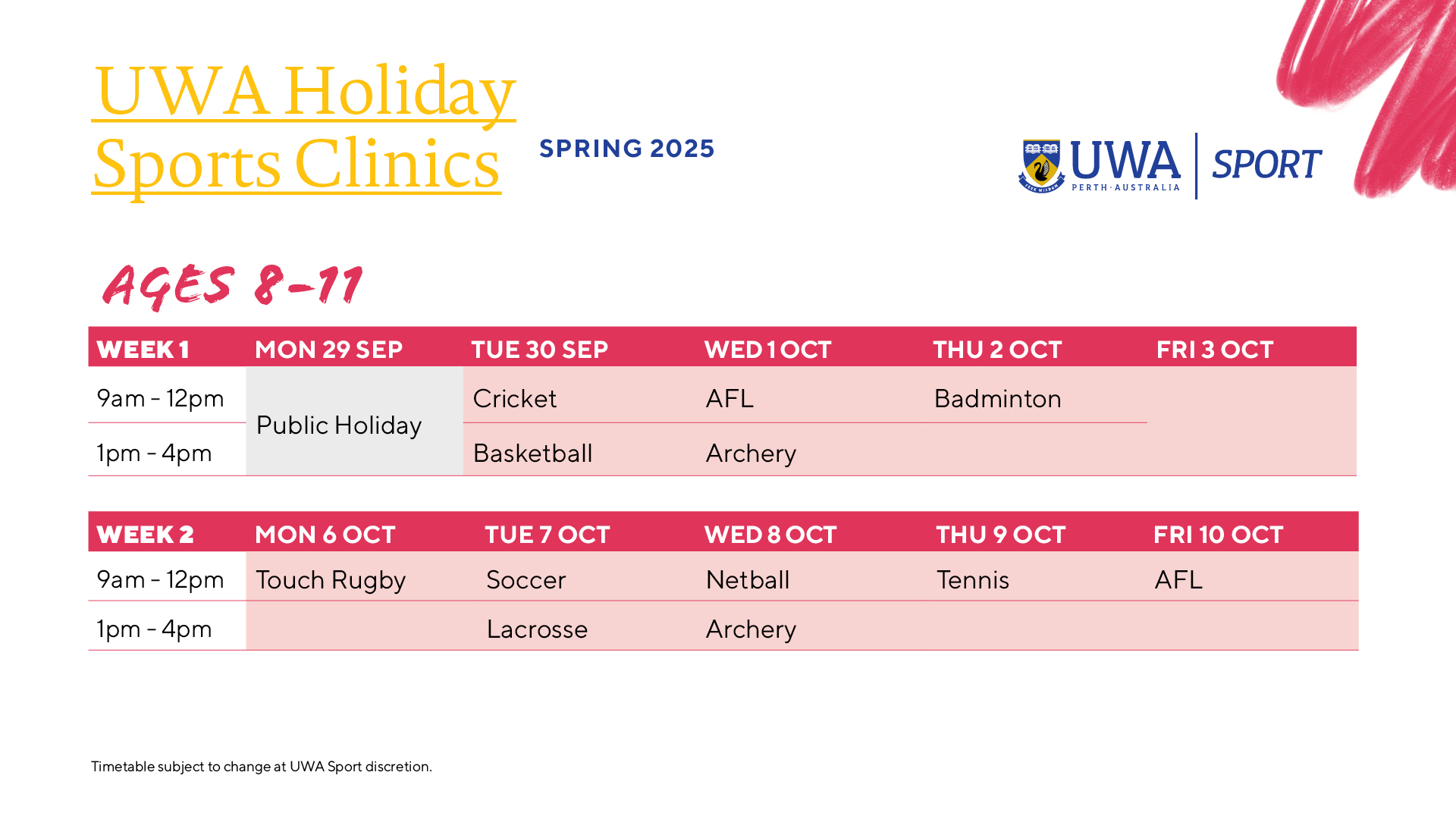Holiday Sports Clinics